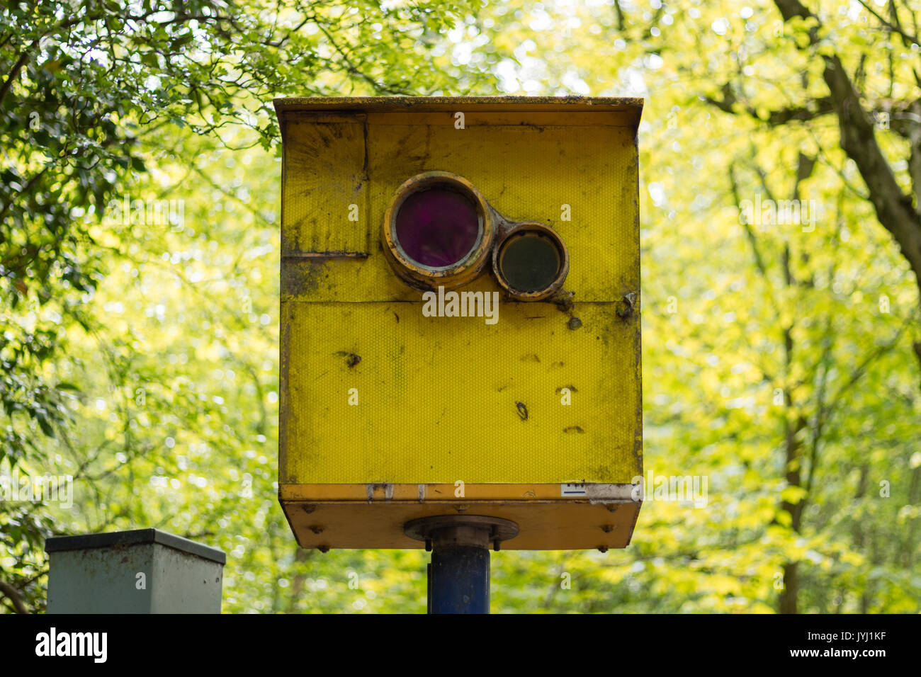 British yellow speed camera in rural location Stock Photo - Alamy