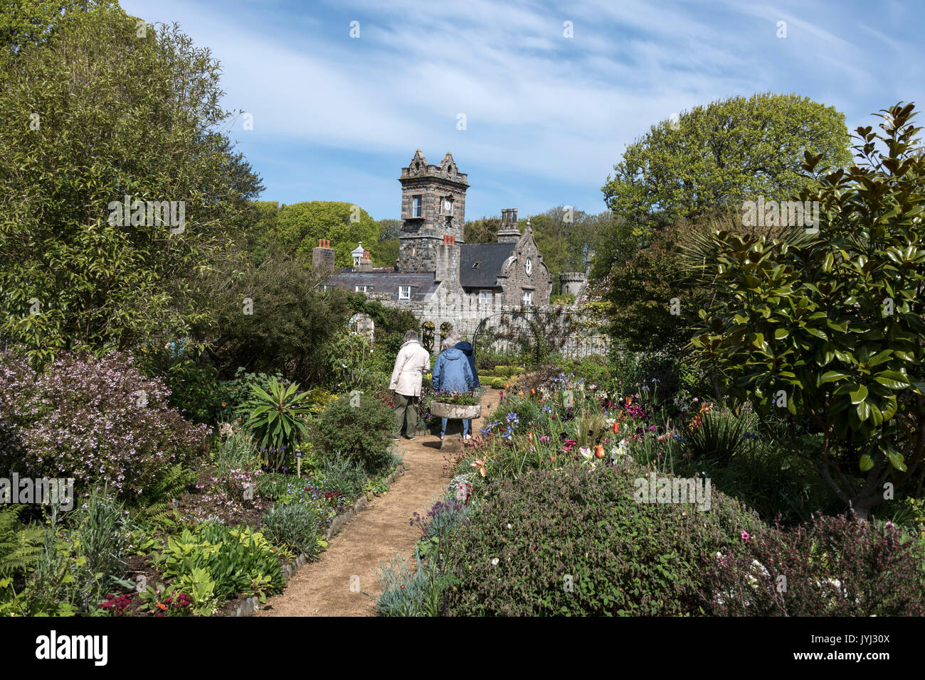 Visitors in La Seigneurie Gardens on the Isle of Sark, Bailiwick of ...