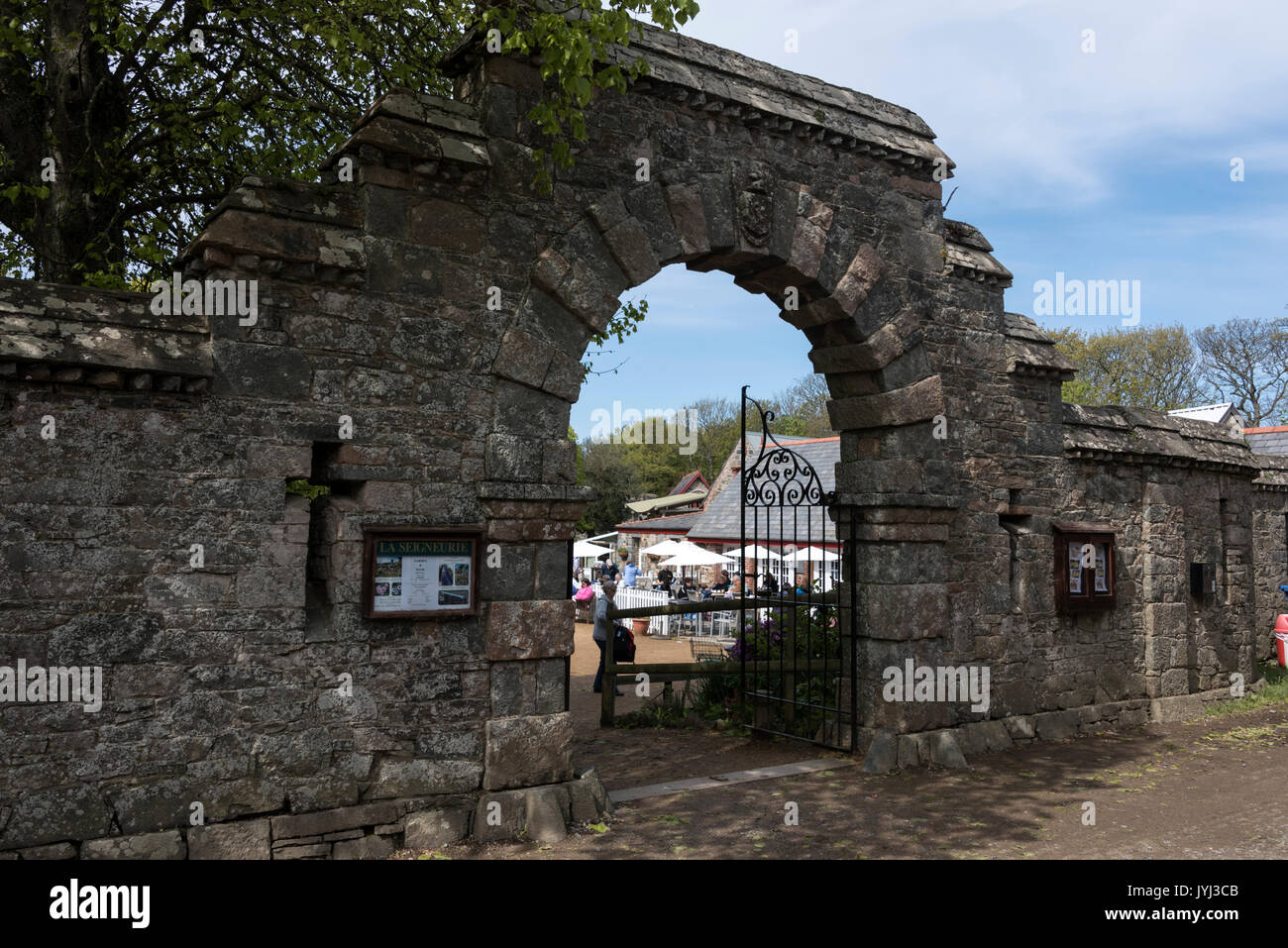 Main entrance to La Seigneurie Gardens on the Isle of Sark, Bailiwick ...