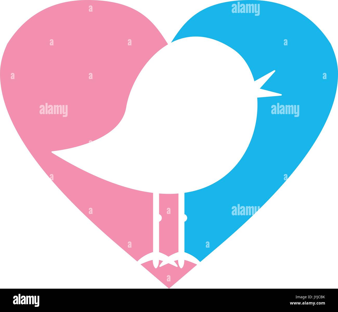 Cute Bird Silhouette in a Valentine Love Heart Illustration Stock ...