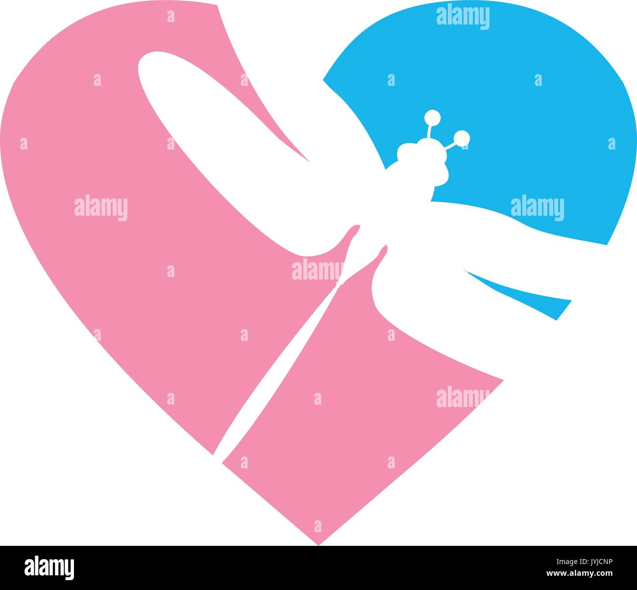 Cute Dragonfly in a Valentine Love Heart Illustration Stock Vector ...