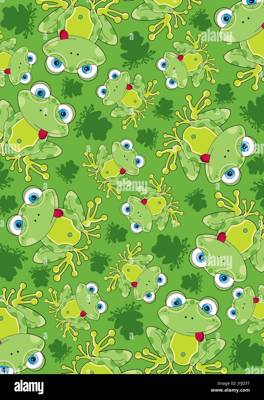 Cute Cartoon Frog Pattern Vector Illustration Stock Vector Image & Art ...