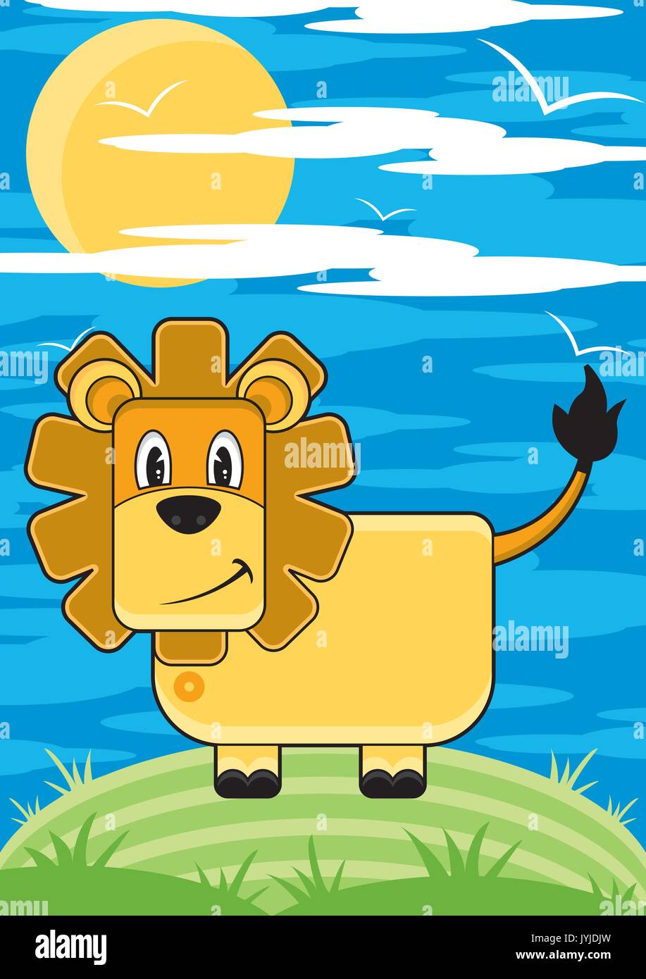 Cute Cartoon Lion Vector Illustration Stock Vector Image & Art - Alamy