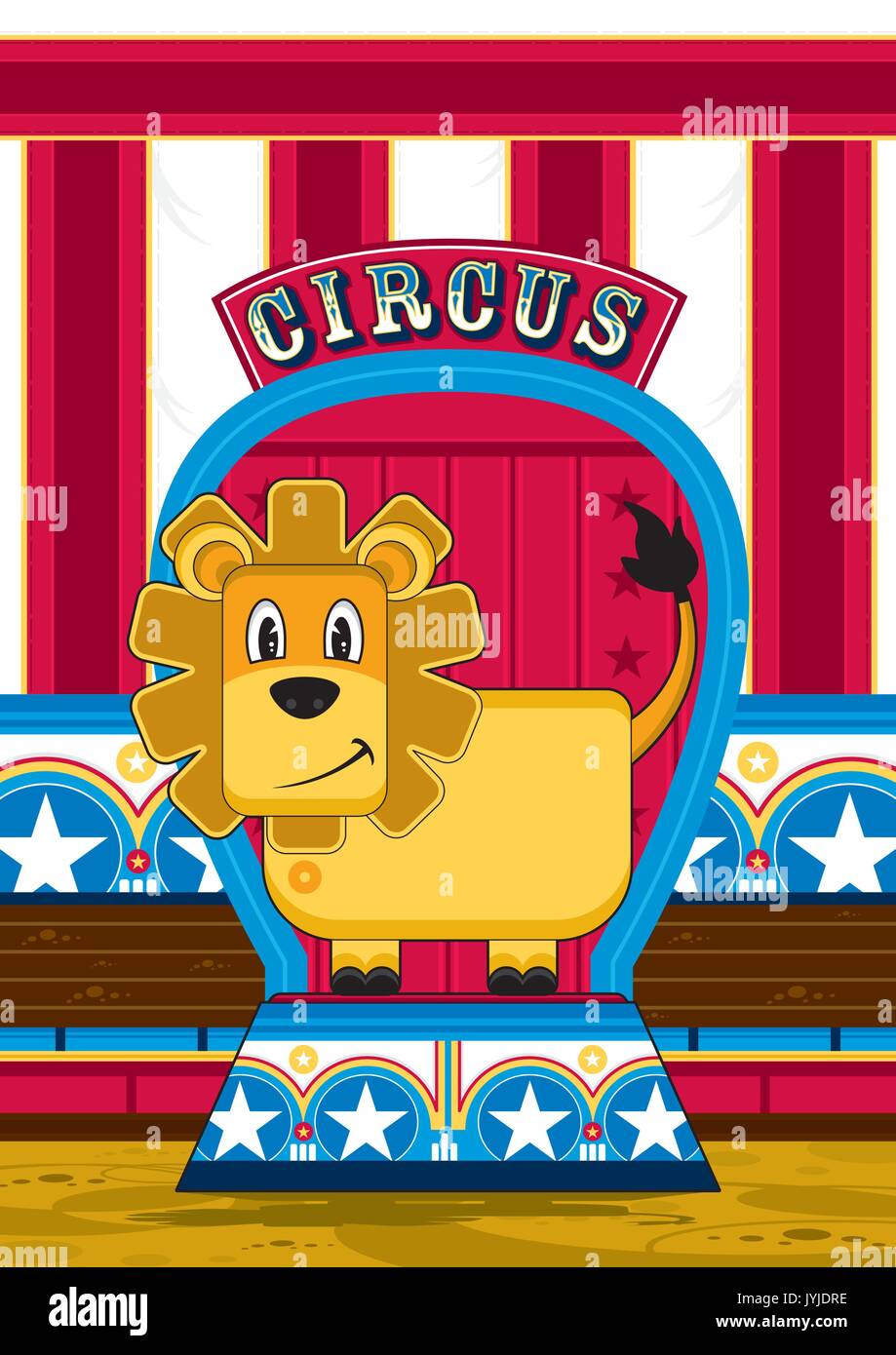 Cute Cartoon Big Top Circus Lion on Podium Illustration Stock Vector ...