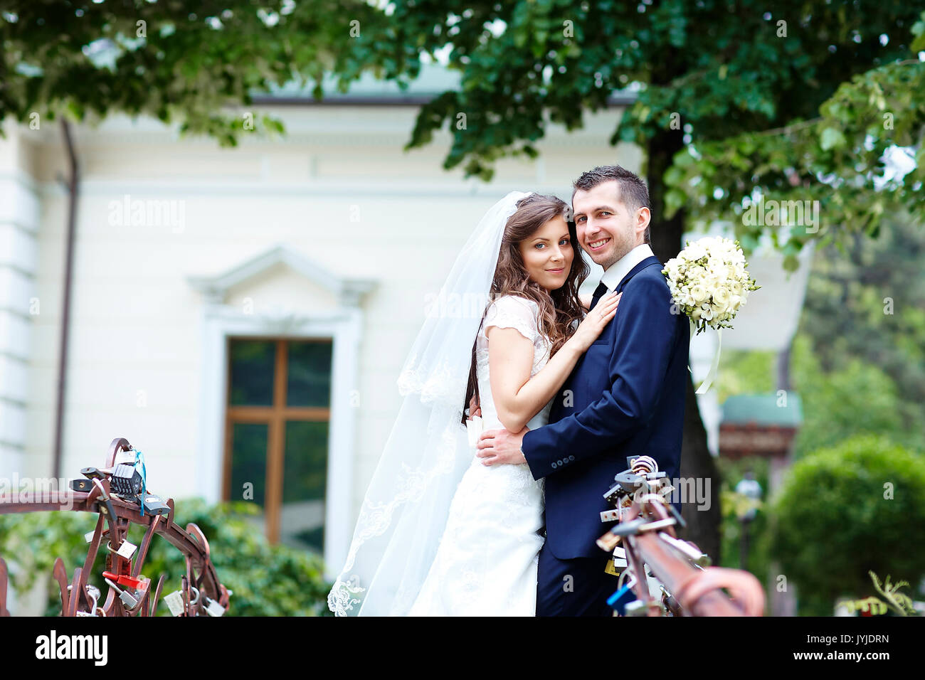 Happy bride and groom. Wedding couple Stock Photo - Alamy