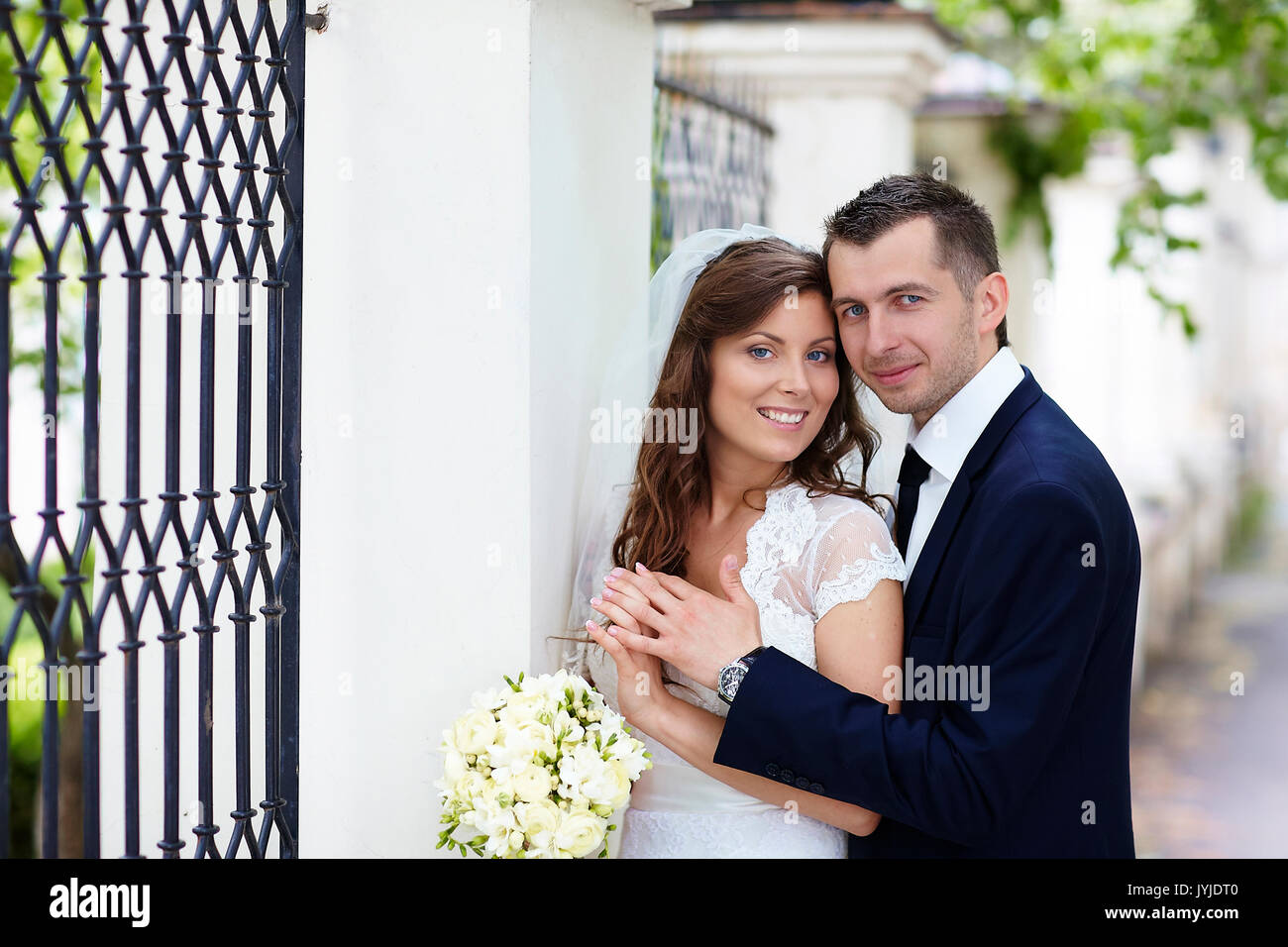 Young beautiful happy couple bride hi-res stock photography and images ...