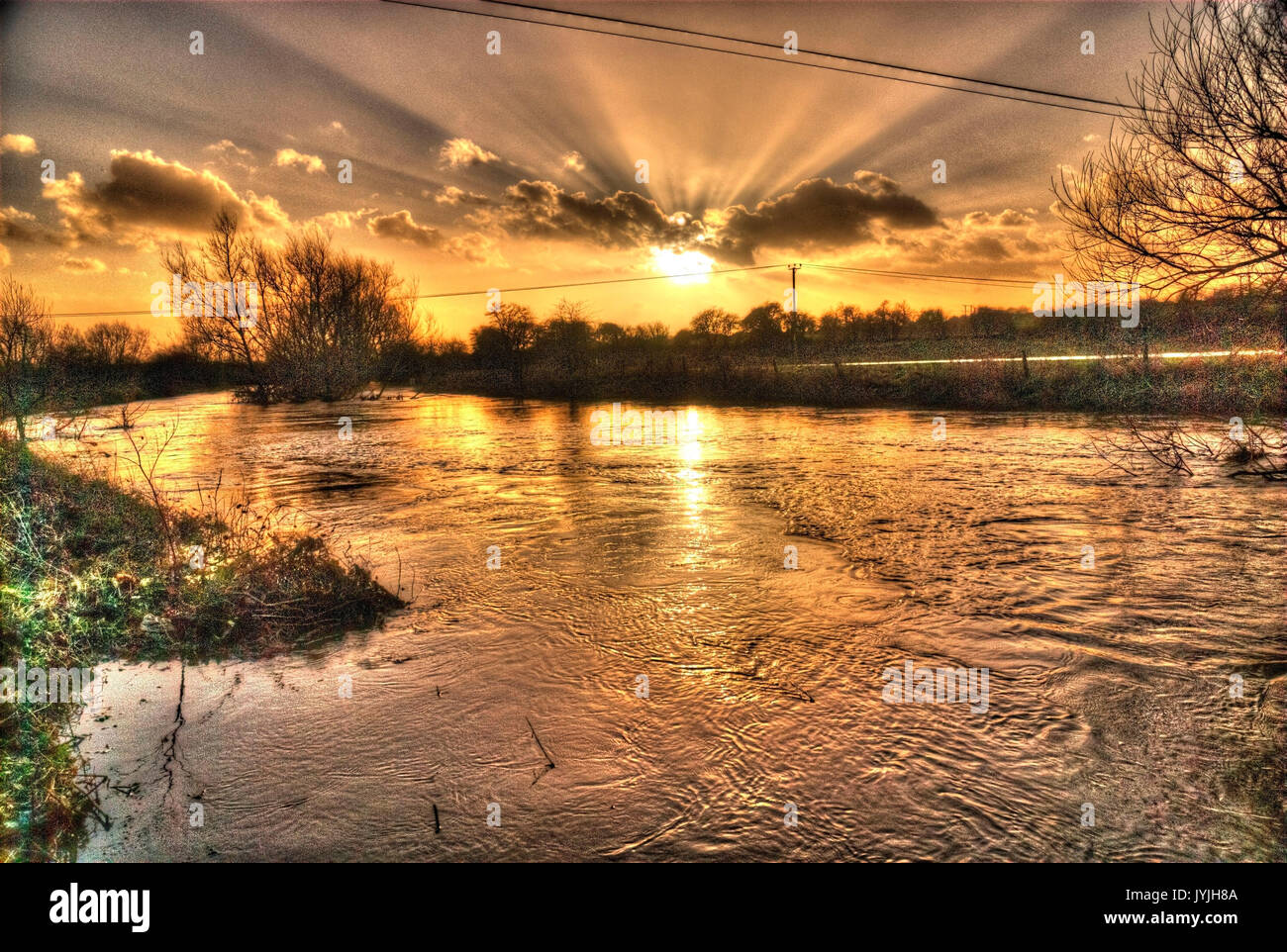 River Avon floods at Chippenham, (processed as an hdr image Stock Photo ...