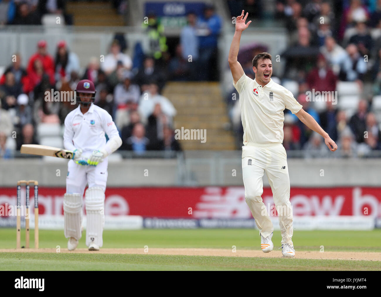 England's Toby Roland-Jones traps West Indies Shane Dowrich lbw during ...