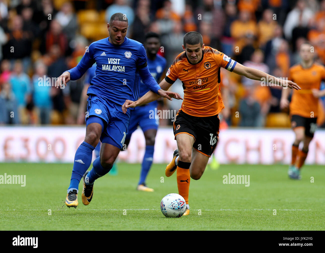 Wolverhampton Wanderers Conor Coady and Cardiff City's Kenneth Zohore ...