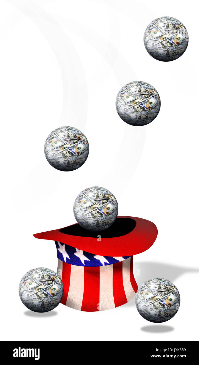American money ball flying over Uncle Sam's hat Stock Photo - Alamy
