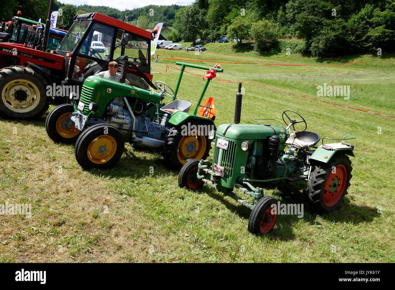 Vintage tractors displayed. Normag from 1930es and Steyr Daimler Puch ...