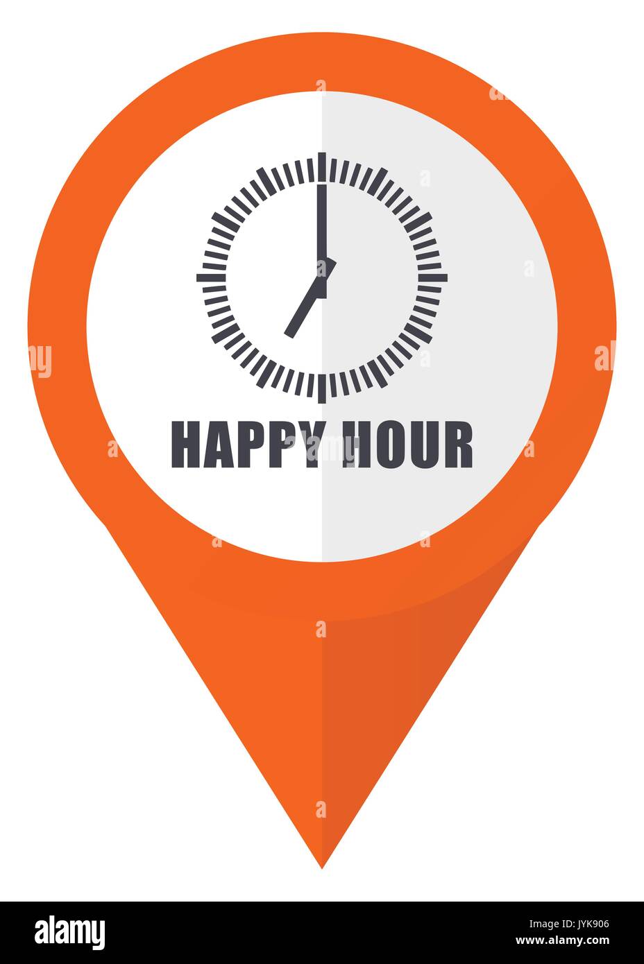 Happy hour orange pointer vector icon in eps 10 isolated on white ...
