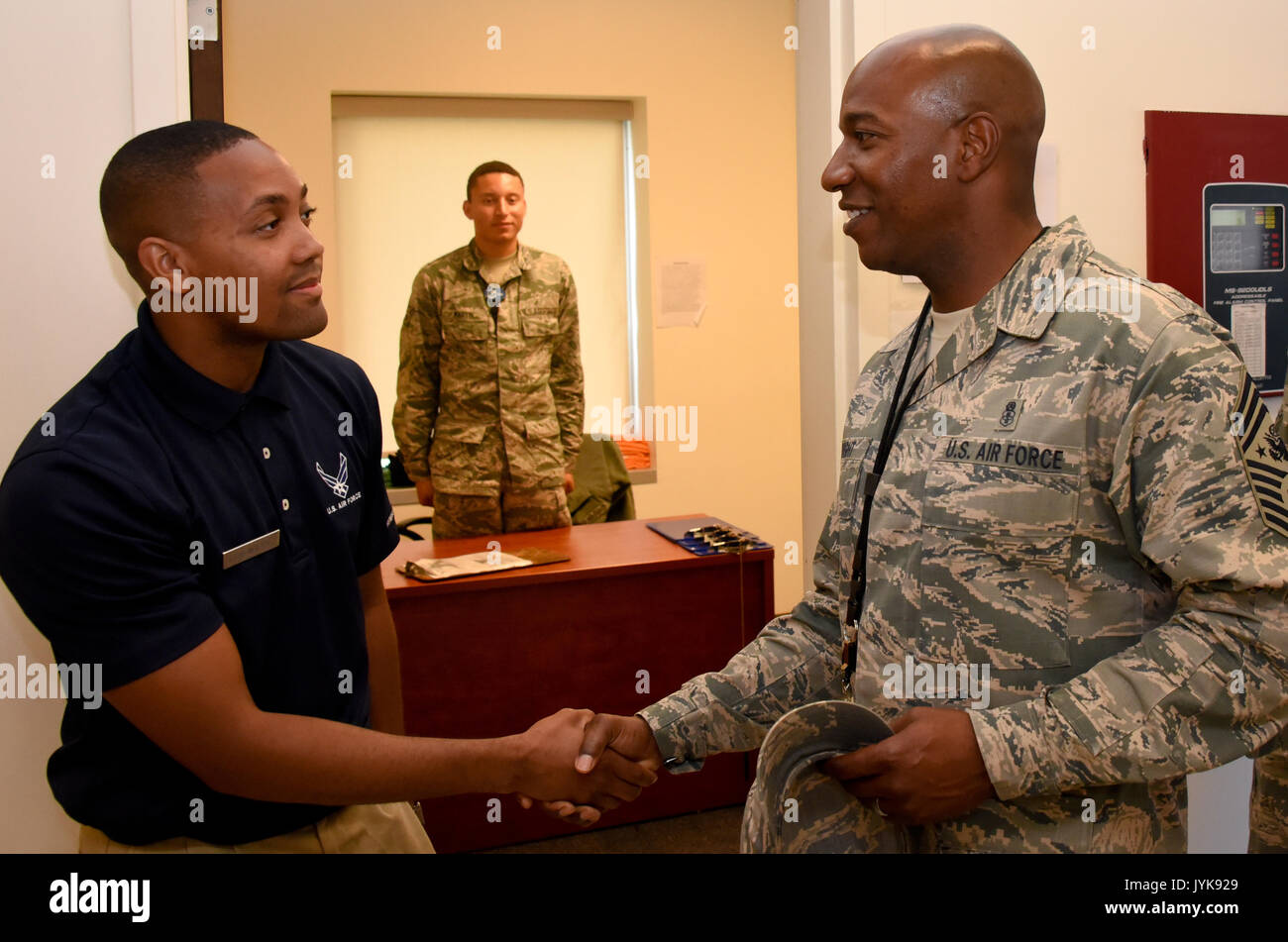 Staff Sgt. Dearon Wiley, 707th Force Support Squadron, greets Chief ...