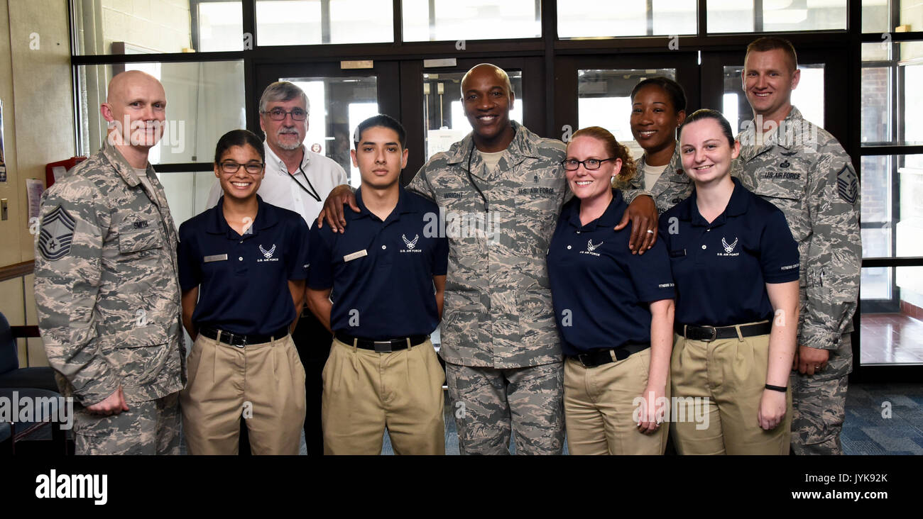 Chief Master Sgt. of the Air Force Kaleth O. Wright takes a group photo ...