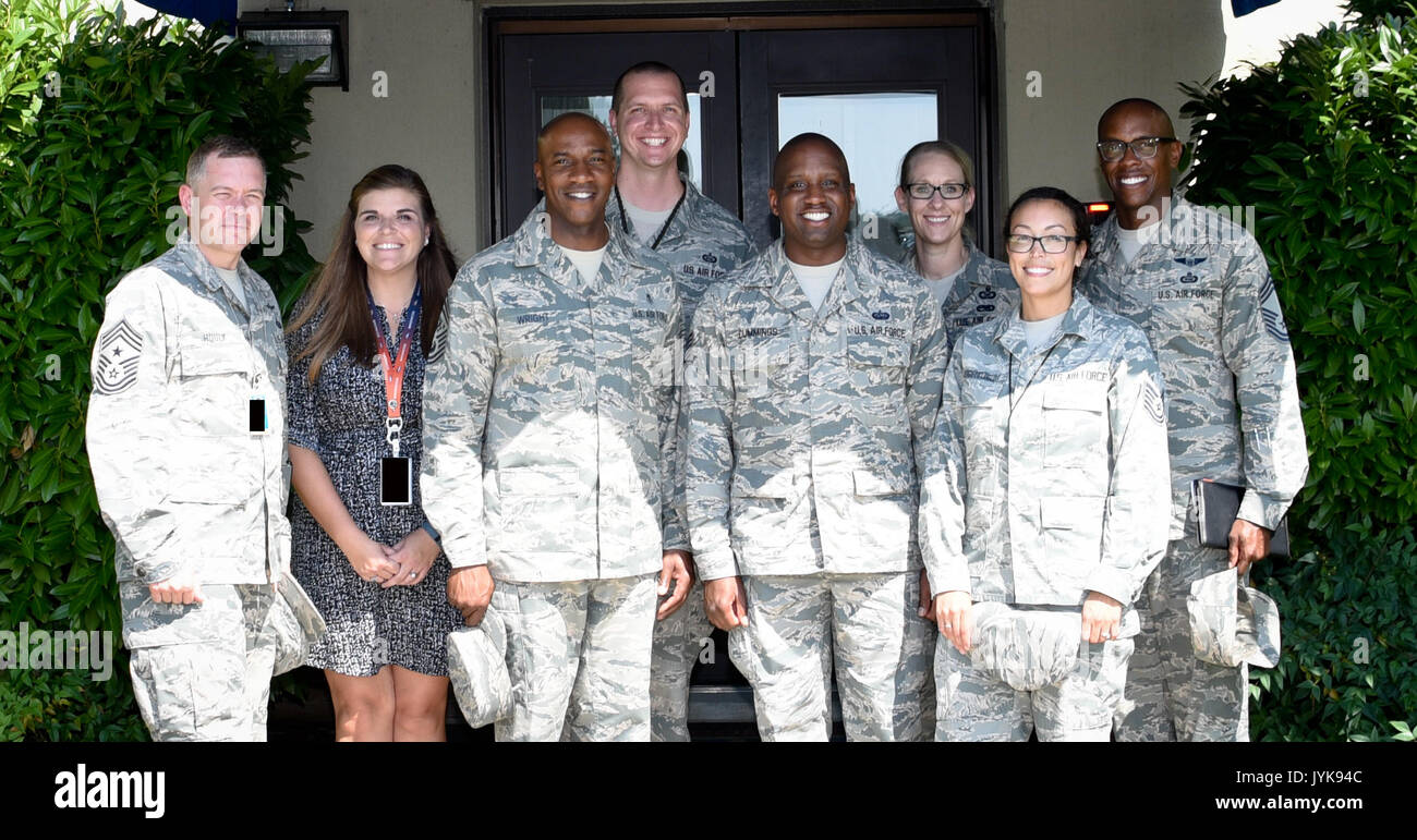Chief Master Sgt. of the Air Force Kaleth O. Wright takes a group photo ...