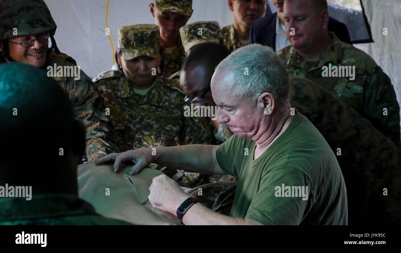 U.S. Navy Capt. Steven Dirusso, 4th Medical Battalion, leads a medical ...
