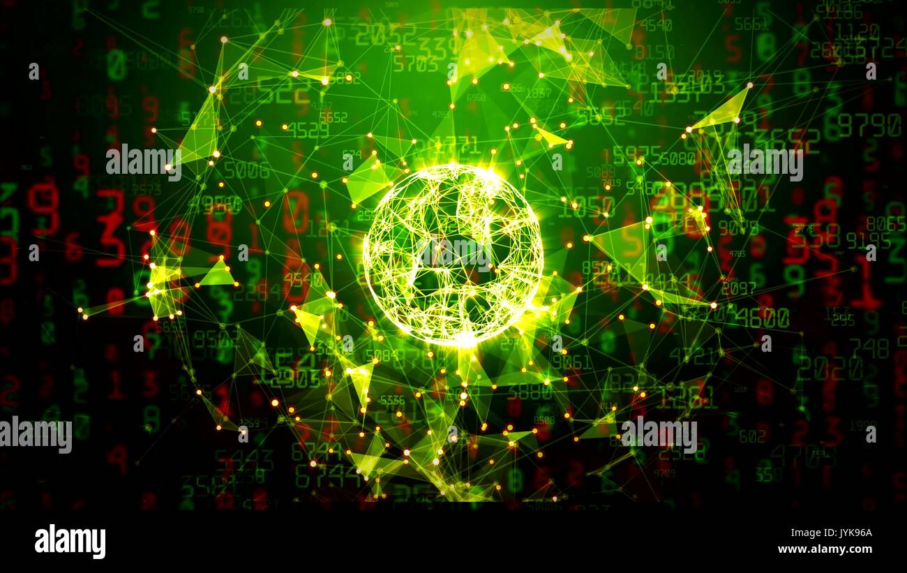 Abstract network sphere with moving numbers, lines and dots - seamless ...