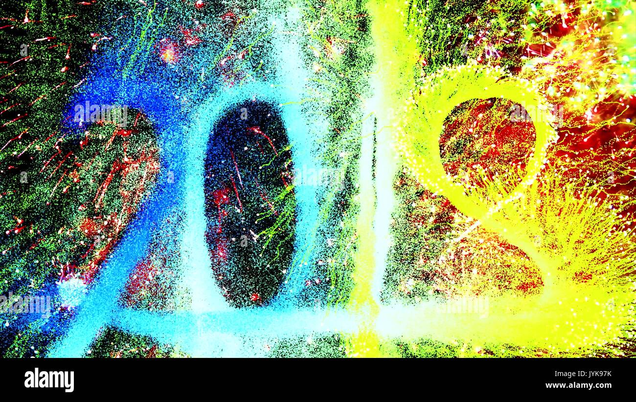 Dynamic 2018 New Year date fireworks design over a night sky - loopable ...