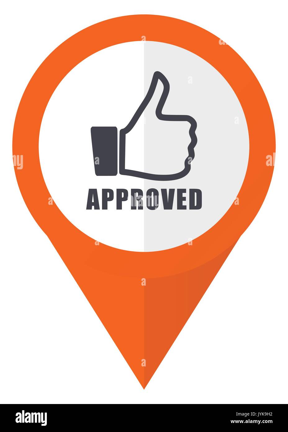 Approved orange pointer vector icon in eps 10 isolated on white ... Approved orange pointer vector icon in eps 10 isolated on white ...