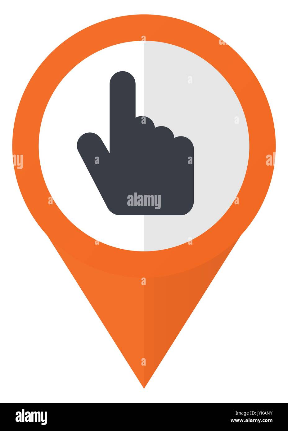 Hand, cursor orange pointer vector icon in eps 10 isolated on white ...