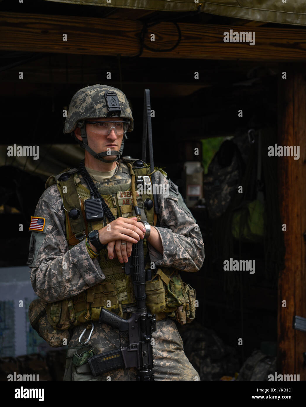 Sgt. 1st Class Ksepka keeps watch at the entry control point of the ...