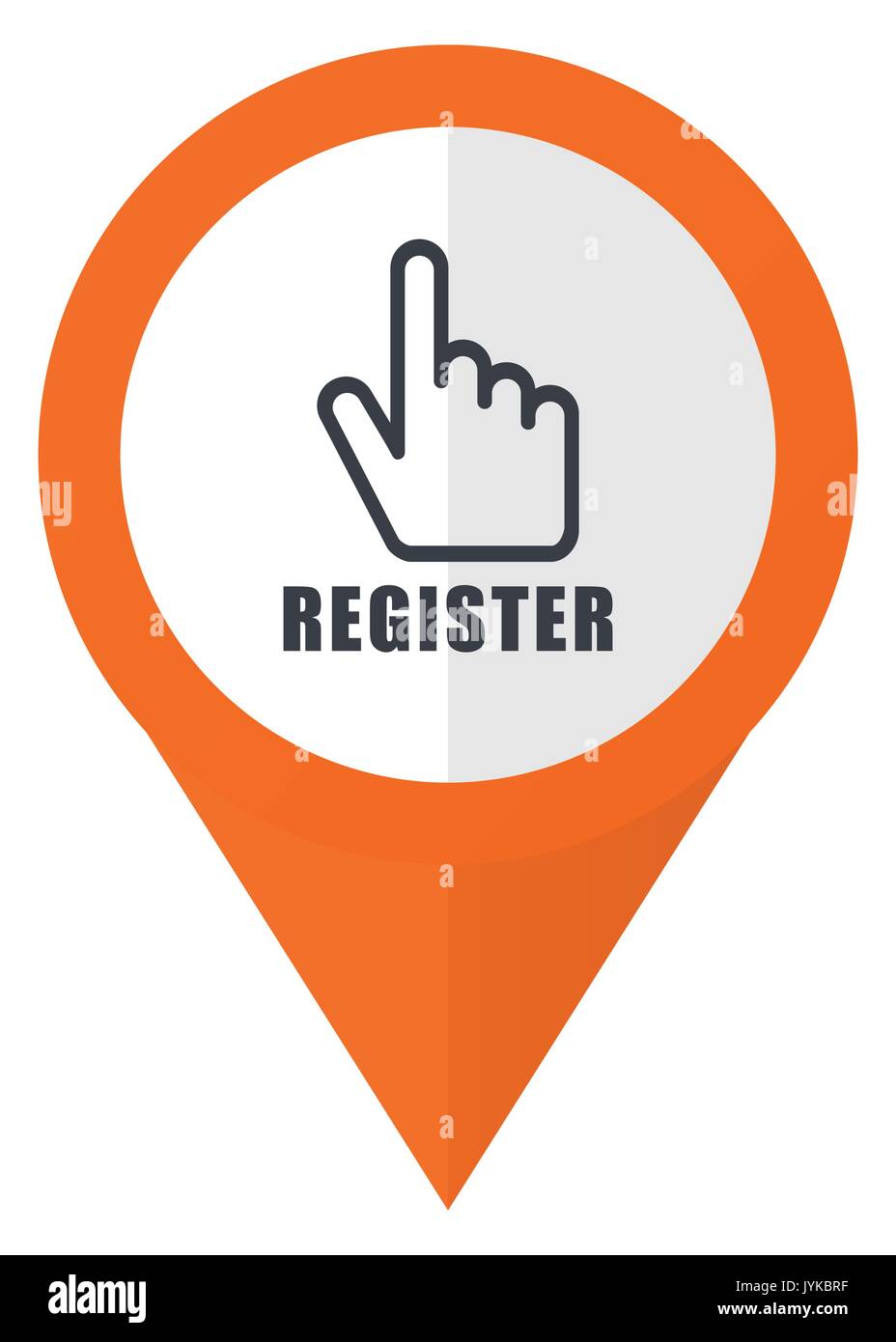 Register orange pointer vector icon in eps 10 isolated on white ...
