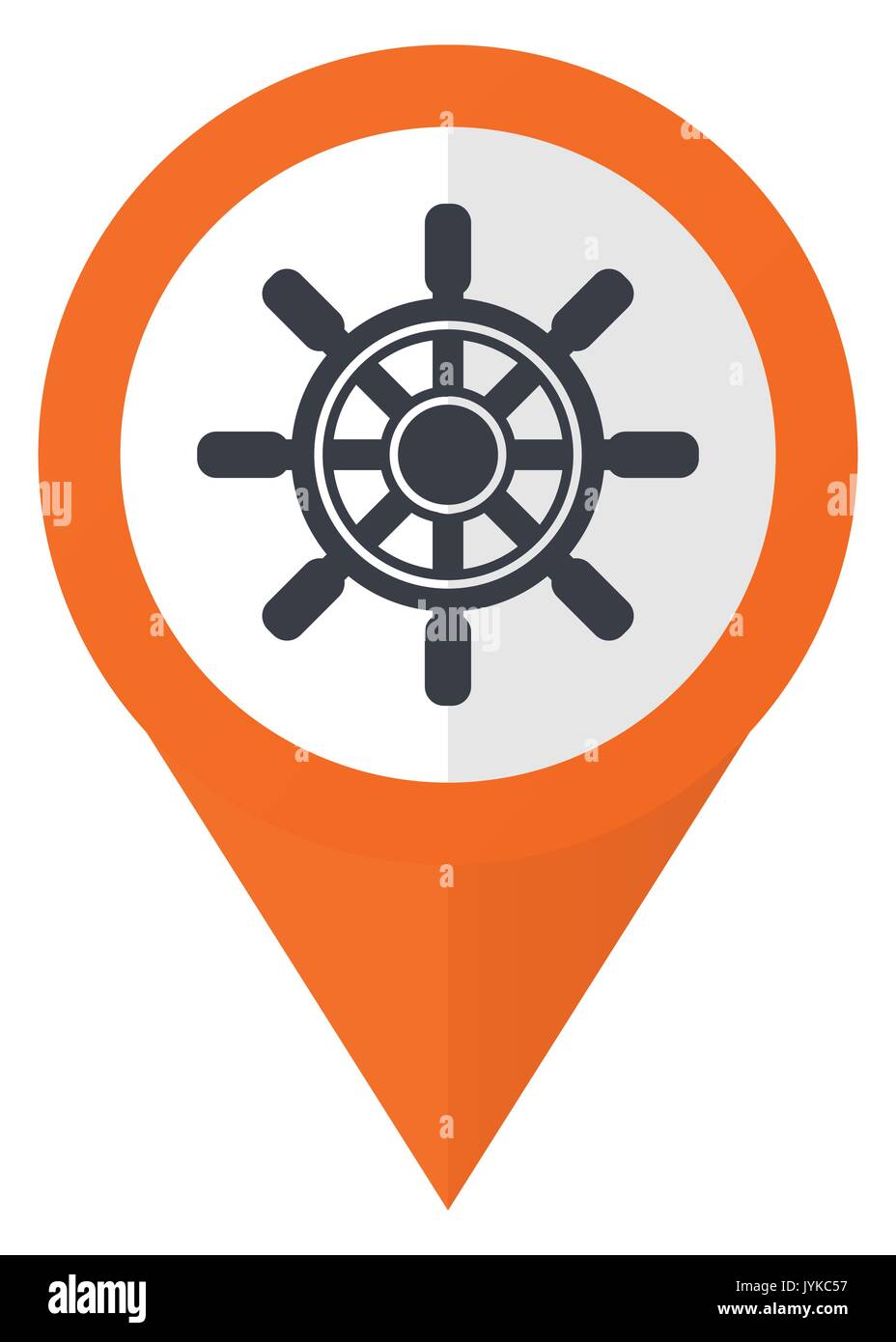 Ship wheel orange pointer vector icon in eps 10 isolated on white ...