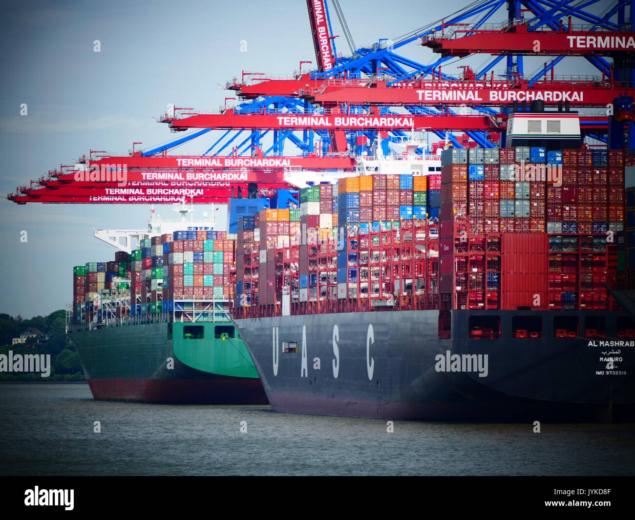 Port of Hamburg container Cargo shipping harbour harbor Germany Europe ...