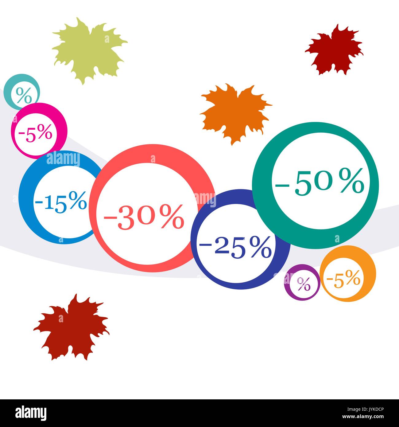 Vector illustration of various discounts for markets and shops. Label ...