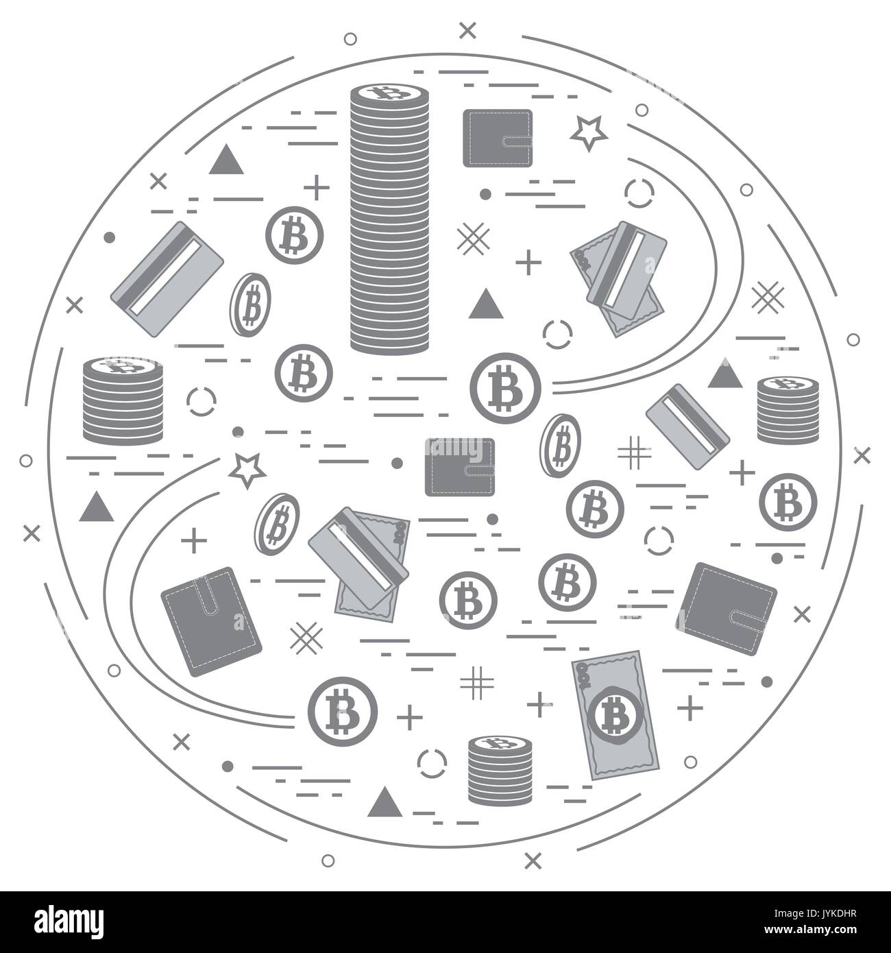 Vector illustration of different money, investment and financial icons ...