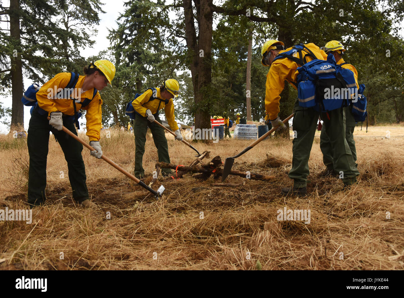 Oregon National Guard Soldiers and Airmen practice digging fire lines ...