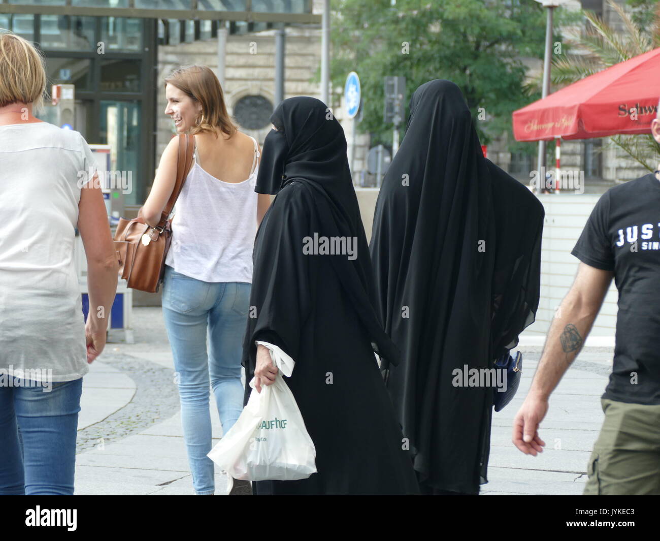 Burqa headscarf Arab Arabic medical tourist European city Munich for ...