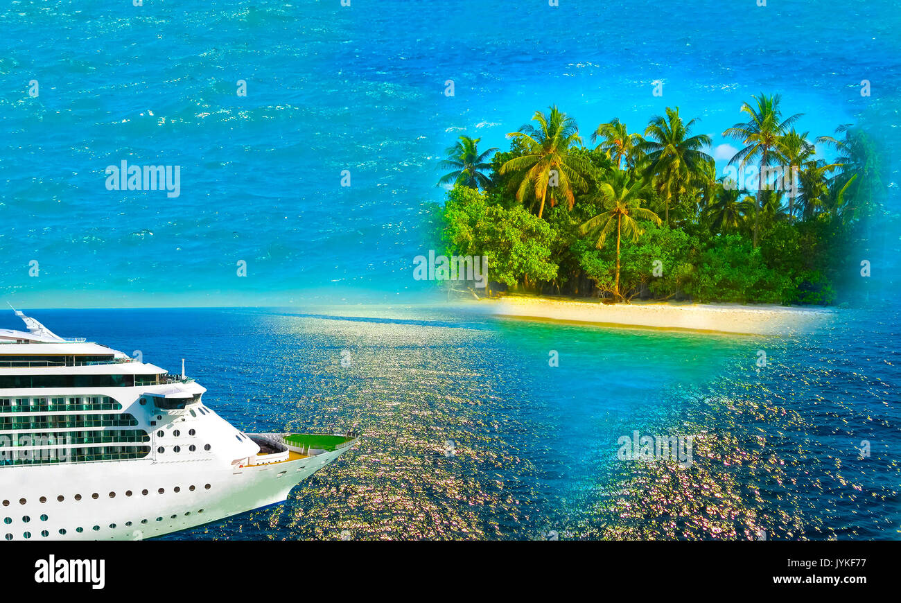 Cruise ship in open water side view Stock Photo - Alamy