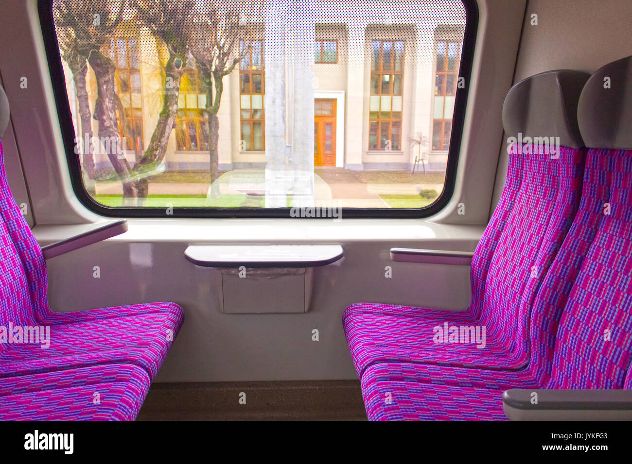 Emtpy interior of the train for long and short distance Stock Photo - Alamy