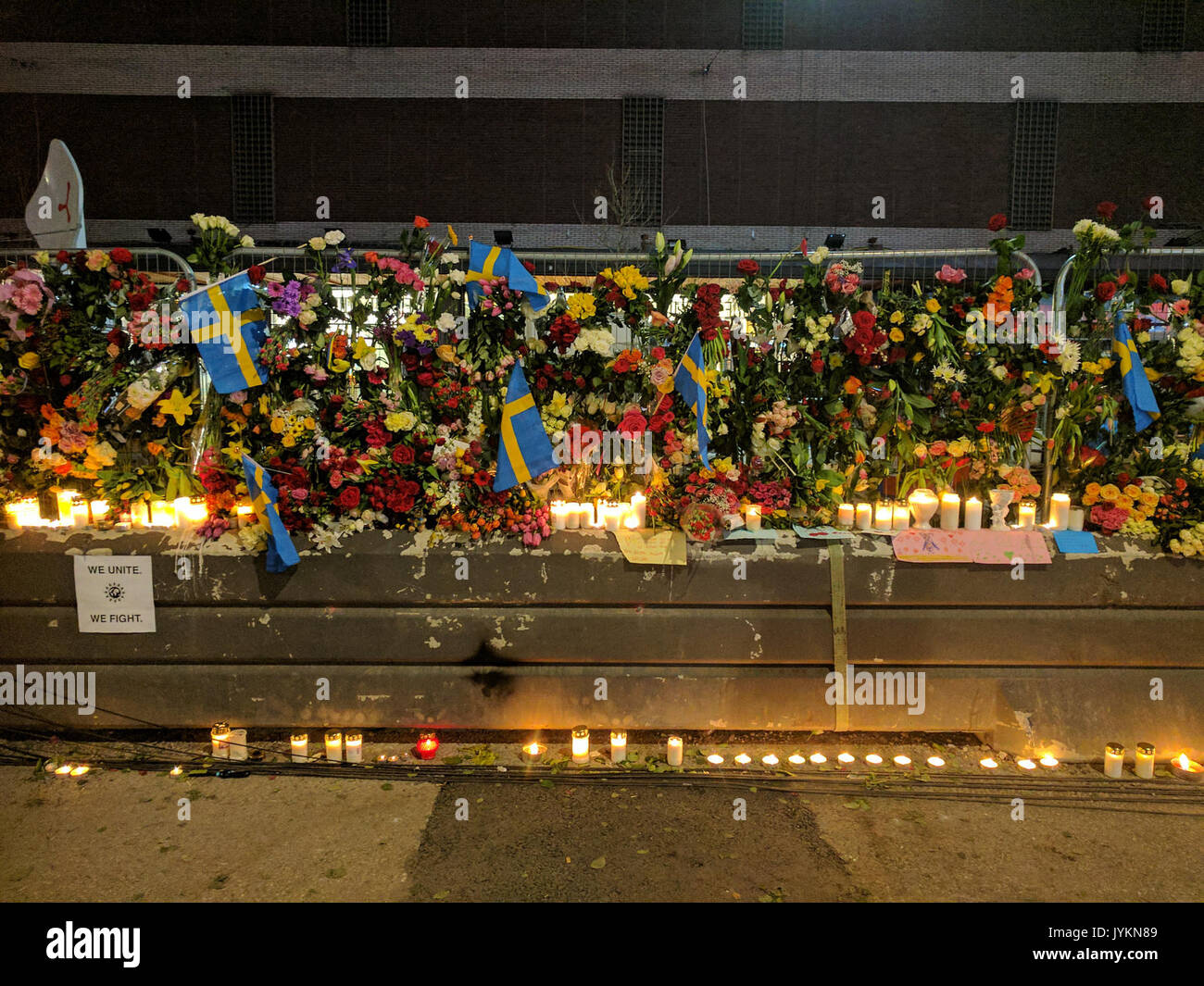 A photograph taken following the April 8, 2017, Stockholm attack ...