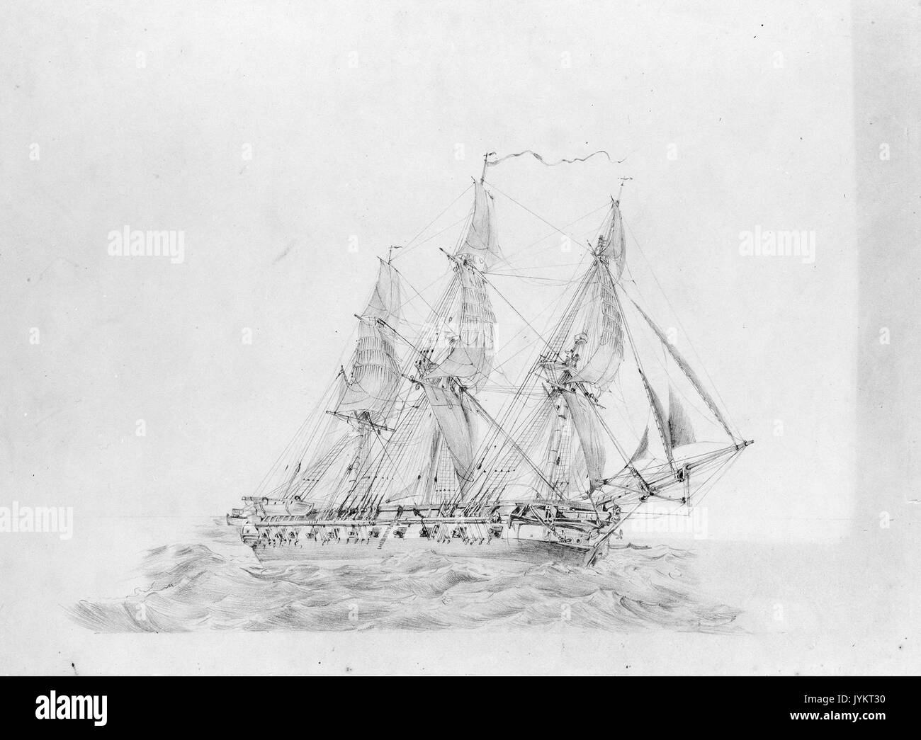 Frigate sailing Black and White Stock Photos & Images - Alamy