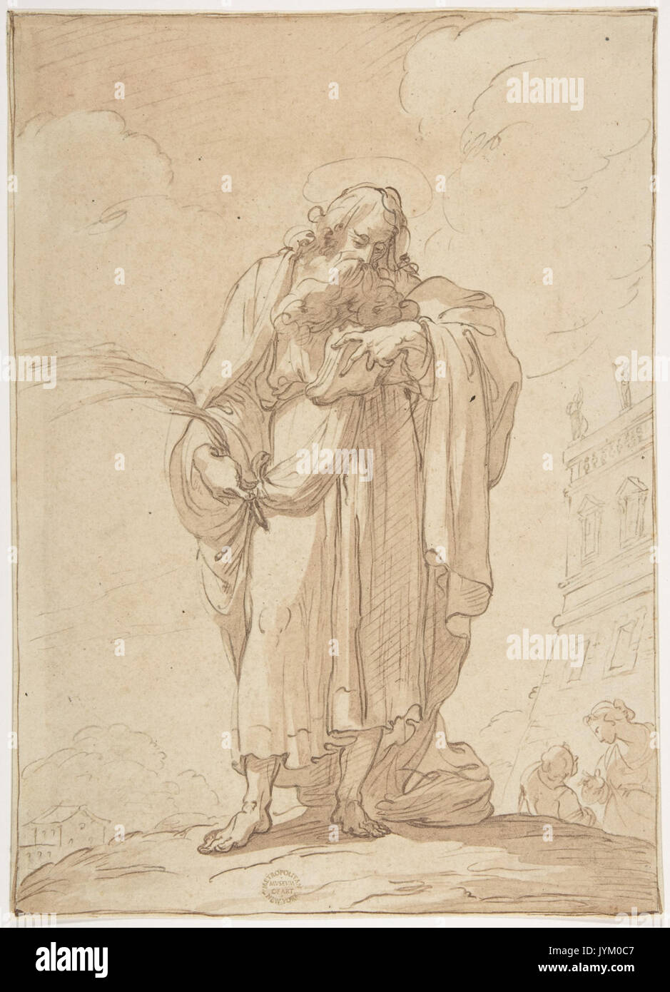 This artwork, titled 'A Martyr Saint,' depicts a religious martyr ...