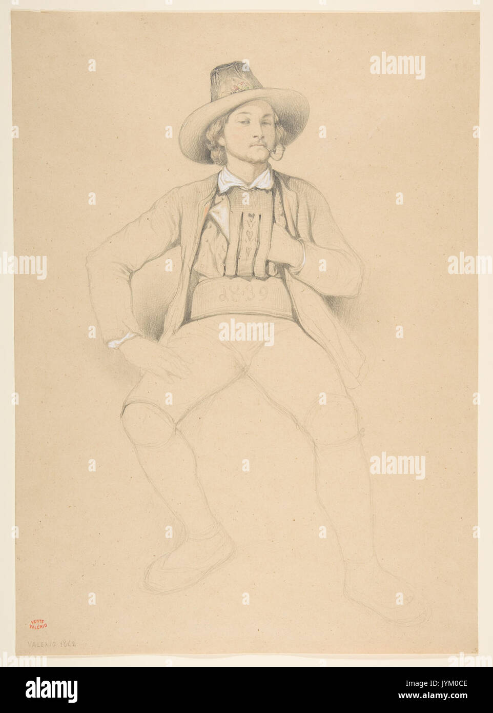 A Man in Tyrolean Costume, Seated, Smoking a Pipe MET DP812256 Stock ...