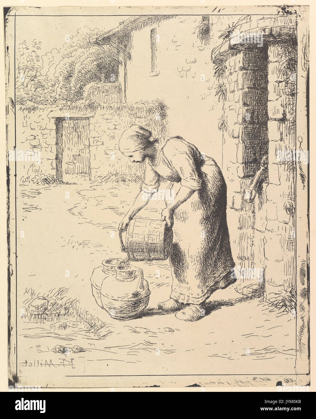 A Woman Emptying a Bucket MET DP827622 Stock Photo - Alamy