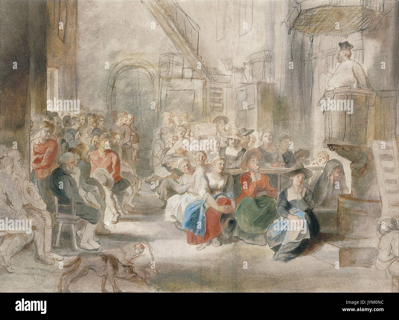 This painting titled *A Sermon in a Village Church* by an unknown ...