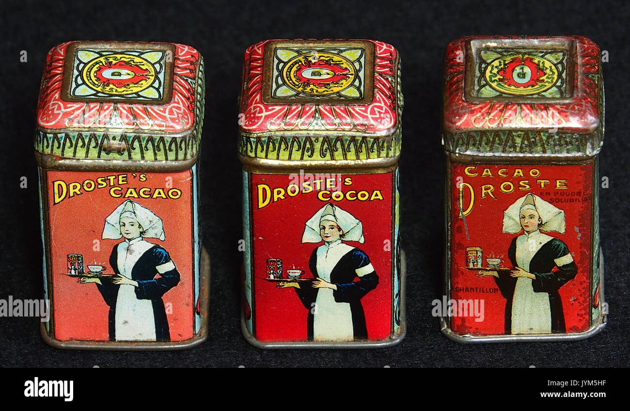 3 verschillende Droste cacao sample blikjes, foto5 Stock Photo - Alamy