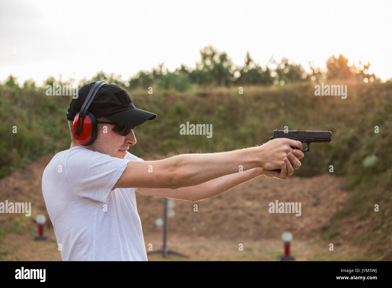 Young blond handsome secret service agent soldier training military ...