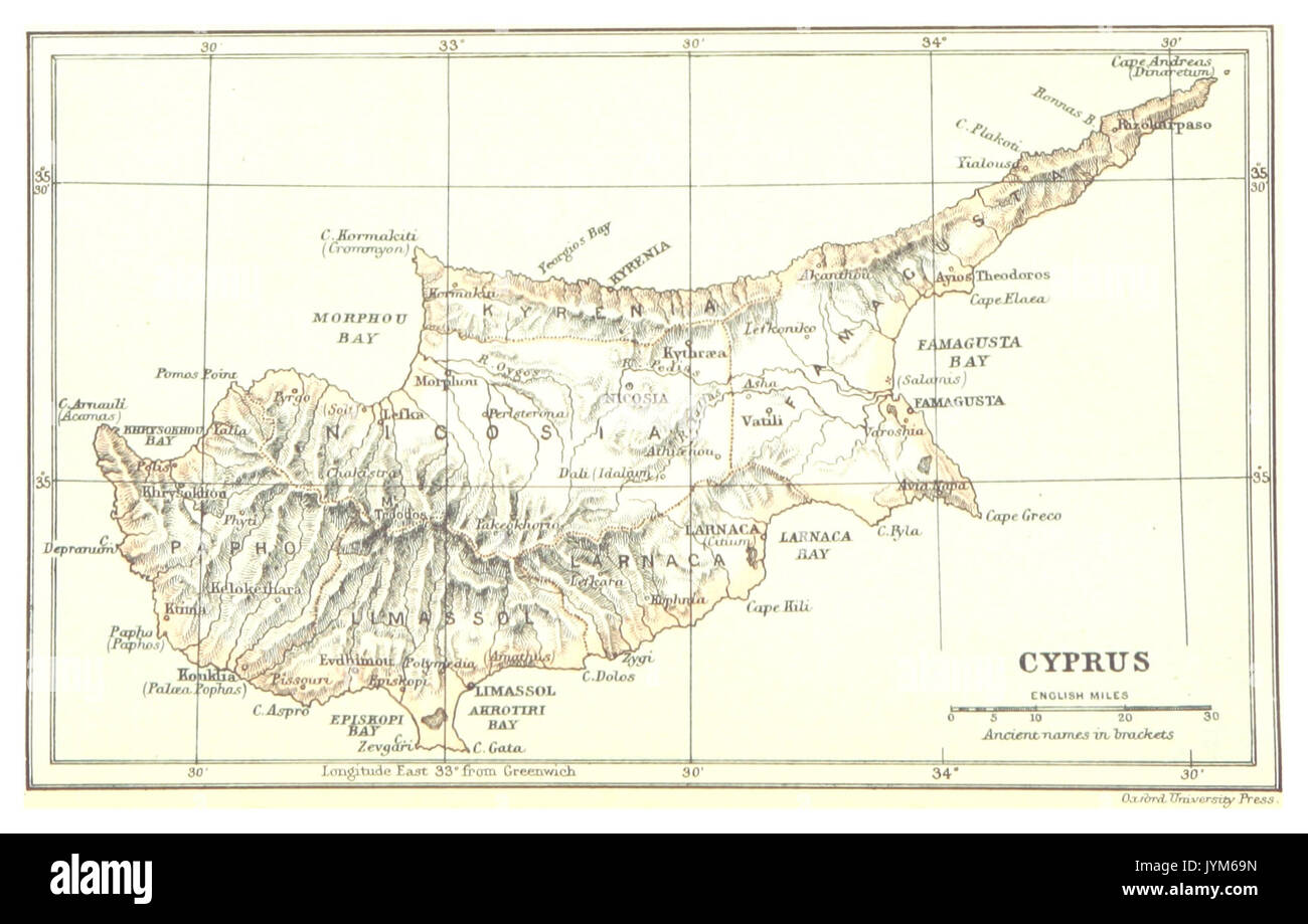 Map of Cyprus (1888 Stock Photo - Alamy