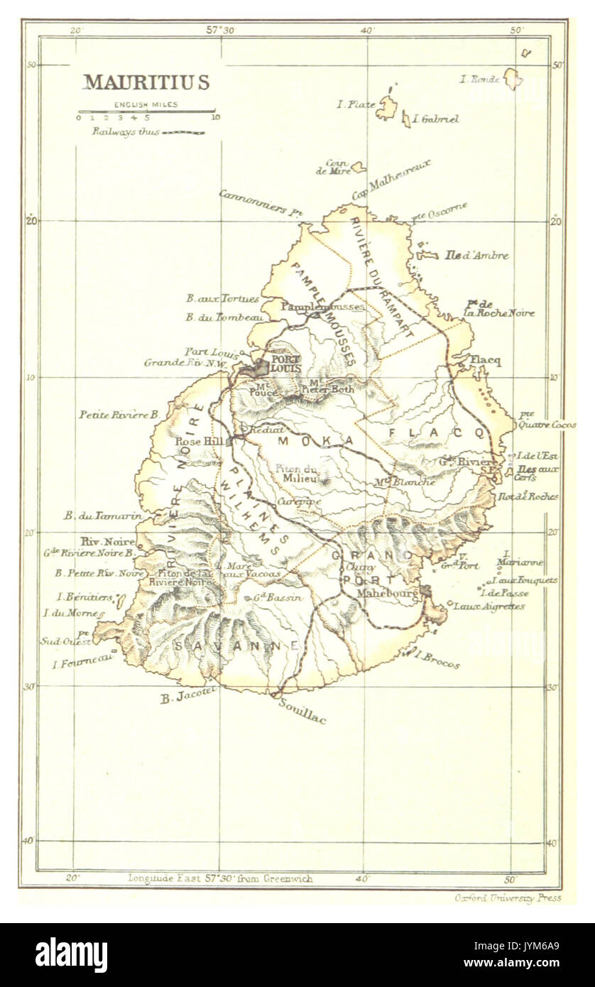 Map of Mauritius (1888 Stock Photo - Alamy