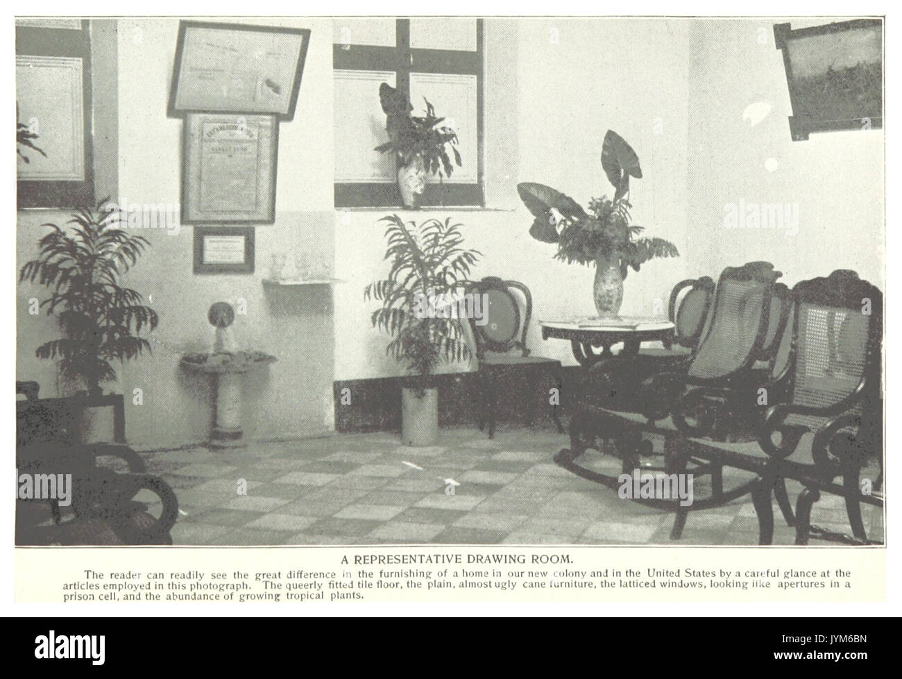 An illustration of a typical drawing room from a historical period ...