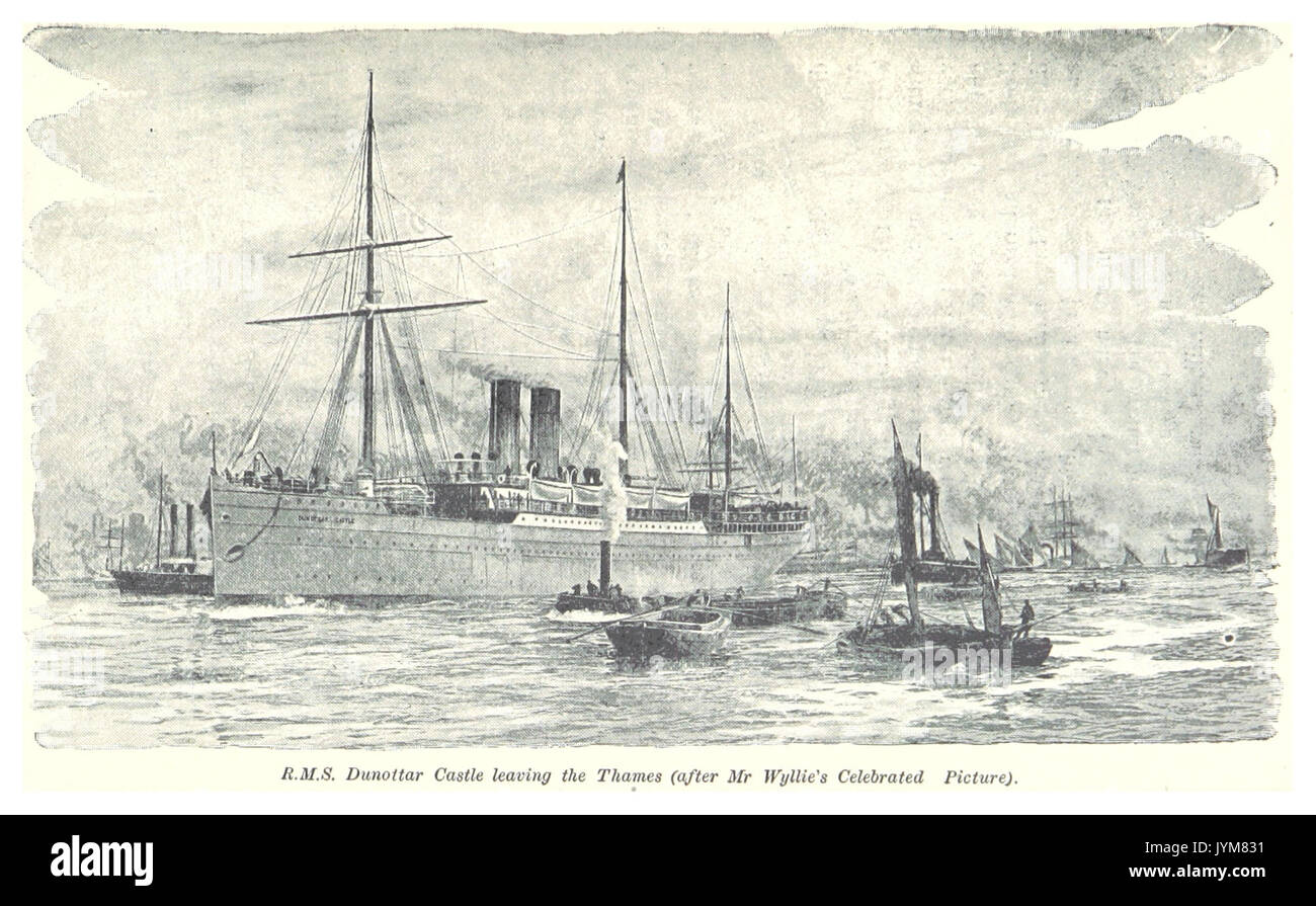 Salmond(1896) pg054 R.M.S. Dunottar Castle leaving Thames Stock Photo ...