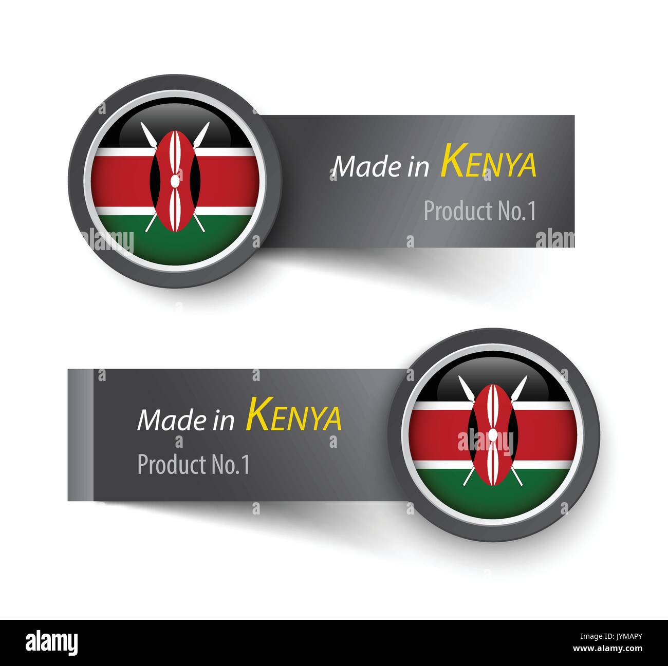 Flag icon and label with text made in Kenya Stock Vector Image & Art ...