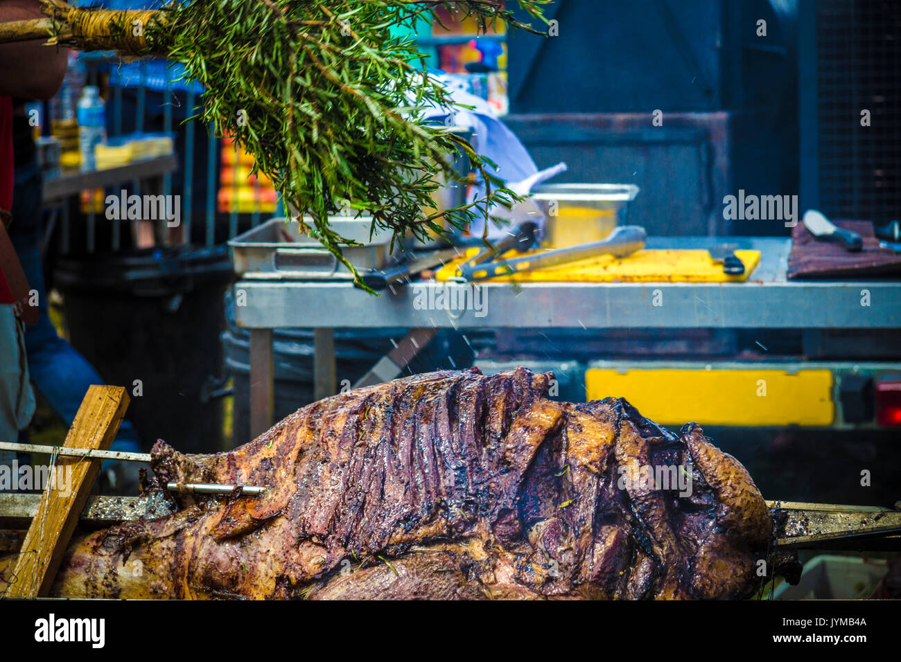 Spit roast meat cooking hi-res stock photography and images - Alamy