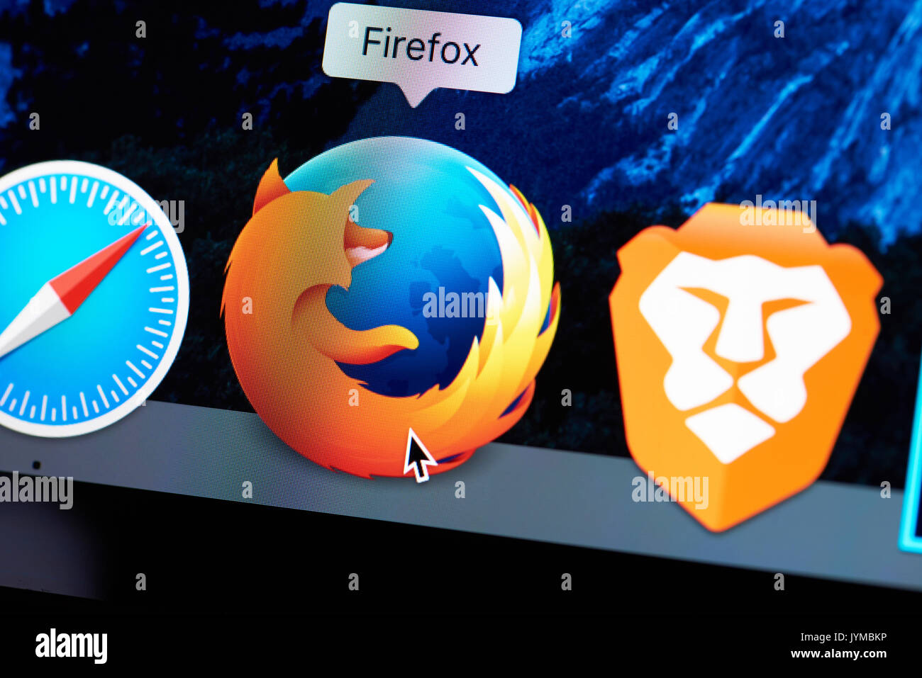 New york, USA - August 18, 2017: Firefox web browser icon on laptop ...