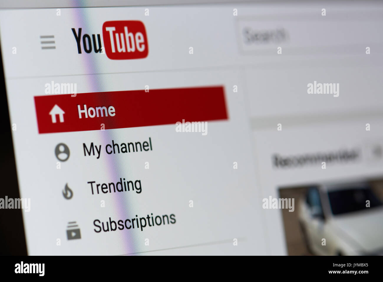 New york, USA - August 18, 2017: Youtube video service on laptop screen ...